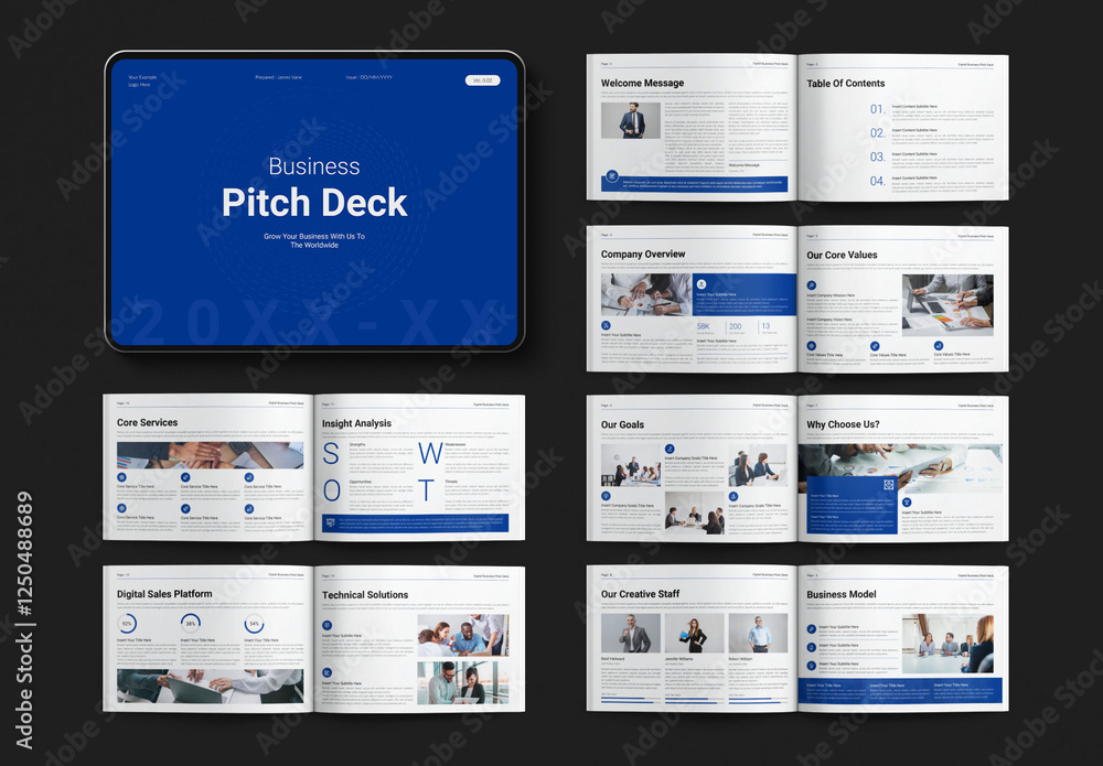 Digital Pitch Deck Template Design Layout Landscape Stock Template ...