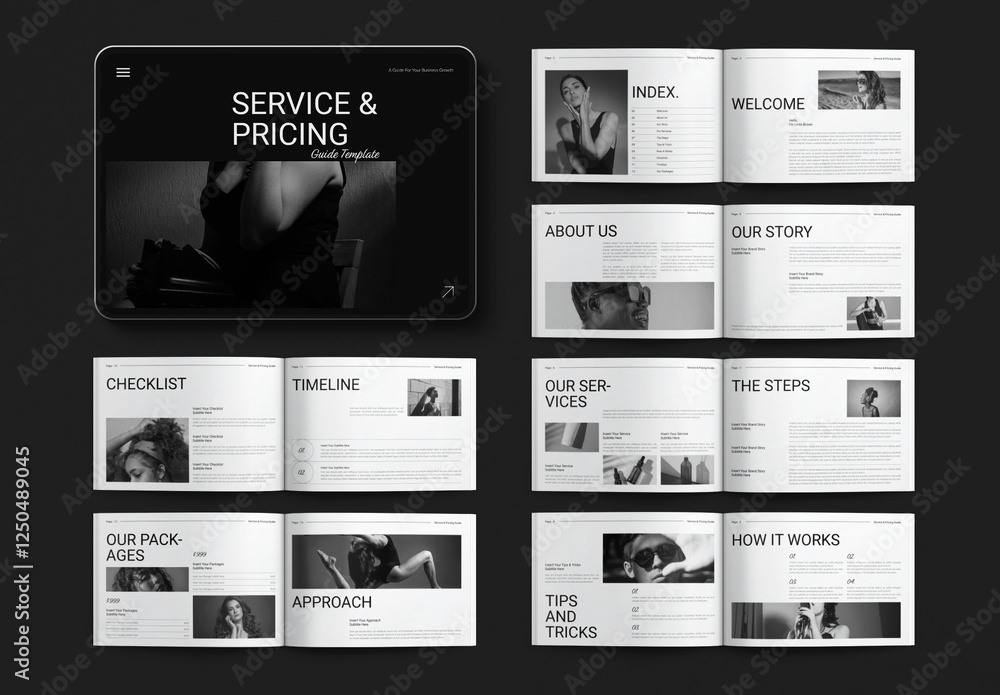 Digital Services and Pricing Guide Template Design Layout Landscape ...