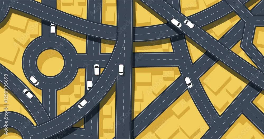 Vidéo Stock Traffic intersection animation from top view with cars ...