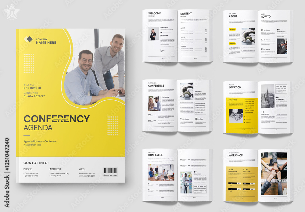 Conference Agenda Brochure Template Stock Template | Adobe Stock