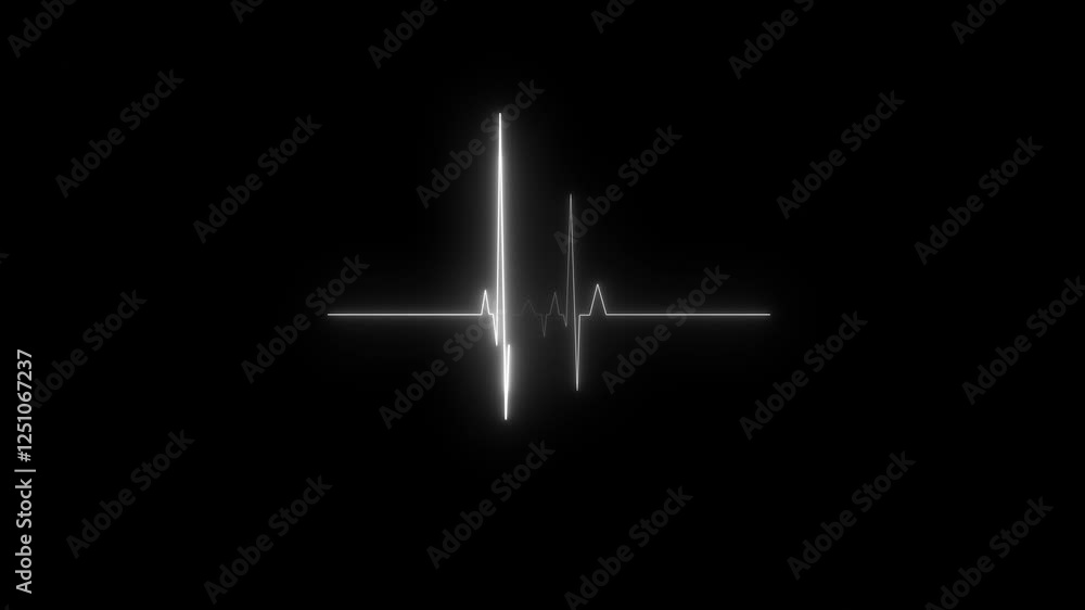 neon ecg line animation video on black background. Heart beat ...