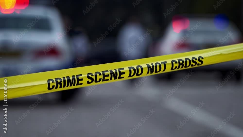 Slow Motion Crime Scene Marked with Warning Tape | Static Shot Fixed ...