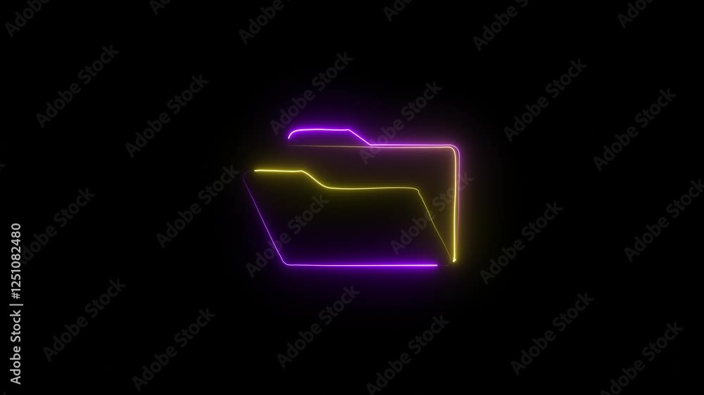 neon Folder icon on black background Computer network file folder ...