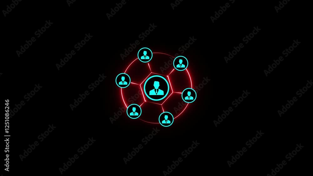 Social network animation, icons with users connected together. Alpha ...