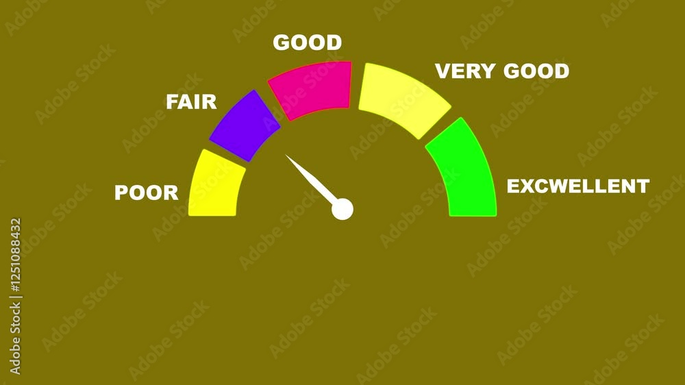 Good credit score rating scale animation white screen background ...