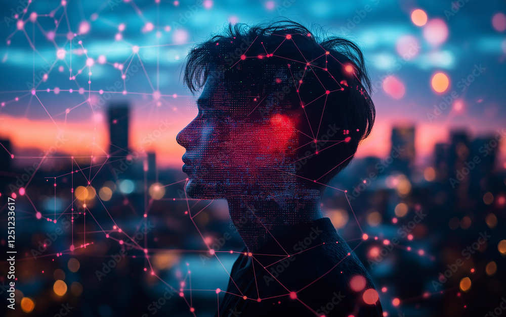 Photo & Art Print ai, digital, data, Future city, robot, humanoid ...