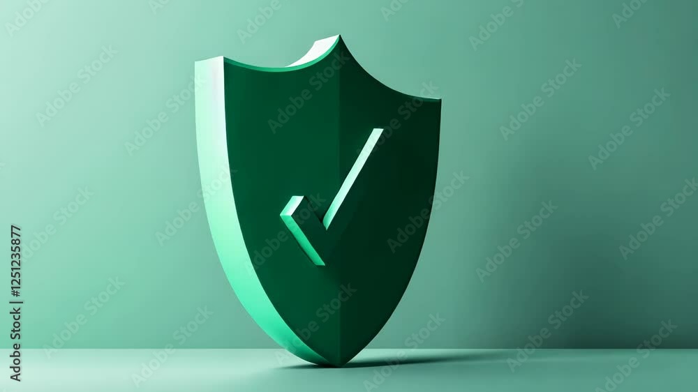 Green shield symbol with check mark representing security and ...