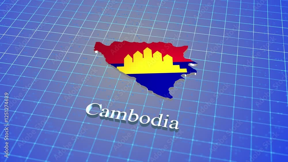 3d Cambodia World Map Animation. Cambodia Country Map Animation ...