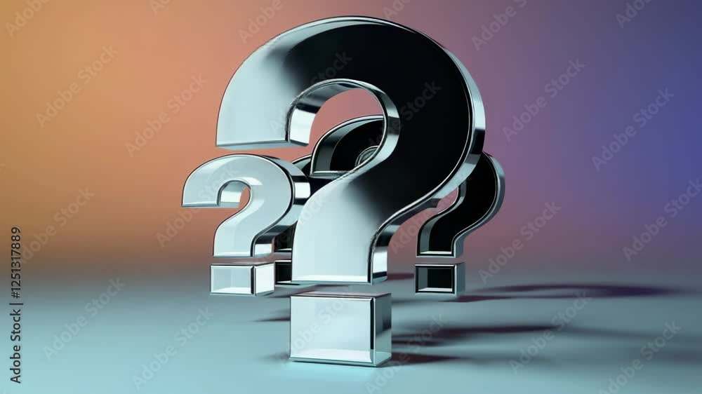 Colorful question marks floating and clustering, visually representing ...
