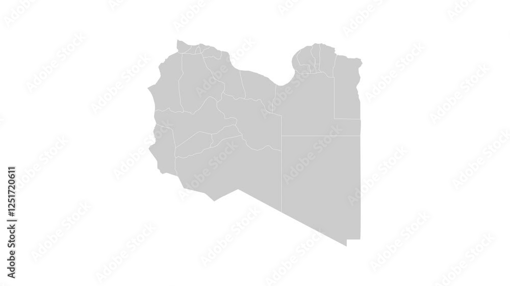 Libya map animation. Animation of Connecting all areas into a complete ...
