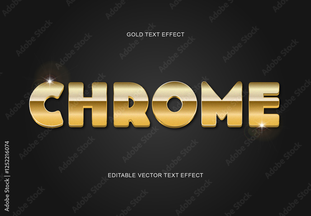 Gold Chrome Text Metallic Font Shiny Text Effect Stock Template | Adobe ...