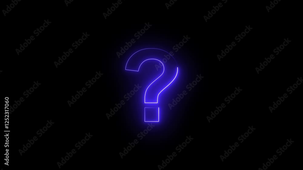 Question mark sign animation. Neon colored digital 3D big question ...