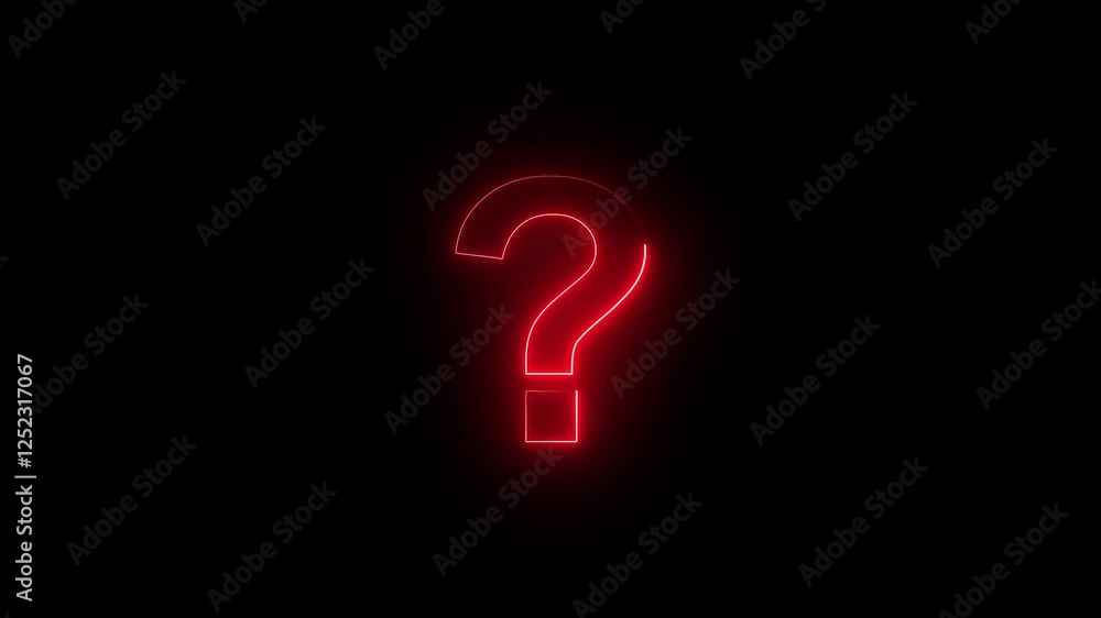 Question mark sign animation. Neon colored digital 3D big question ...
