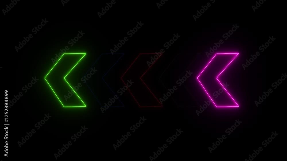 Abstract glowing neon arrow loading animation. Neon arrow animation on ...