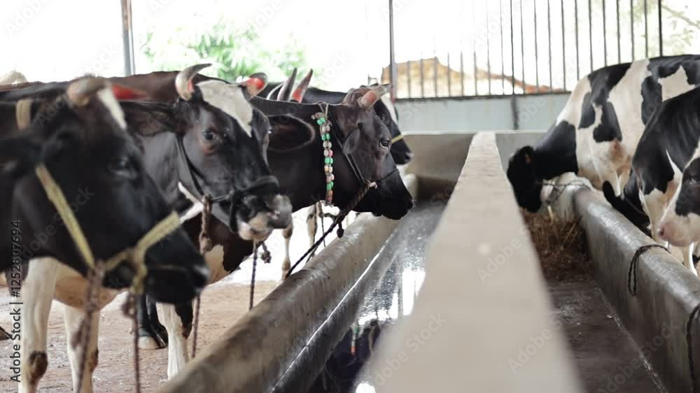 Panoramic view of the cow farm interior vídeo do Stock | Adobe Stock