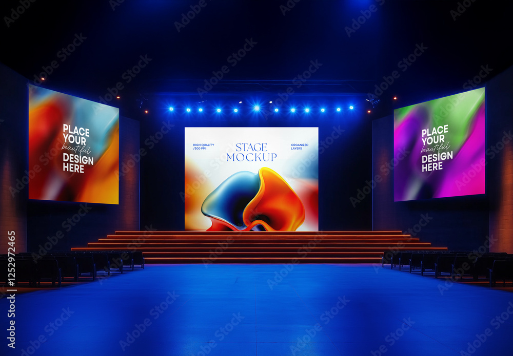 Modern Auditorium Stage Mockup – LED Display Setup for Conferences ...