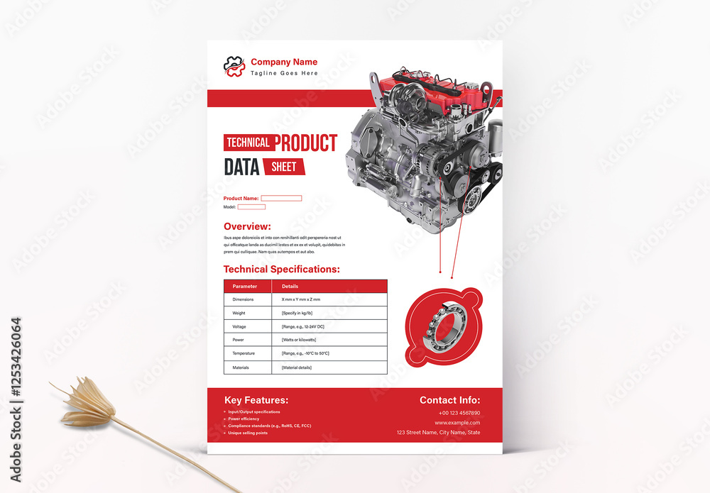 Technical Product Data Sheet Layout Stock Template | Adobe Stock