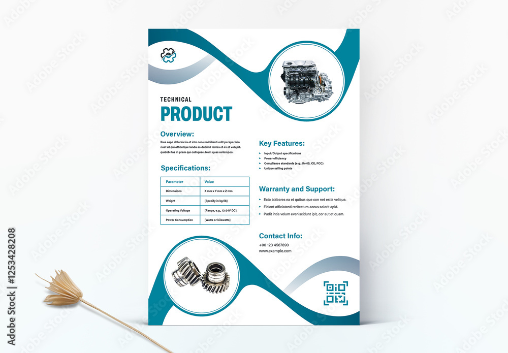 Technical Product Data Sheet Layout Stock Template | Adobe Stock