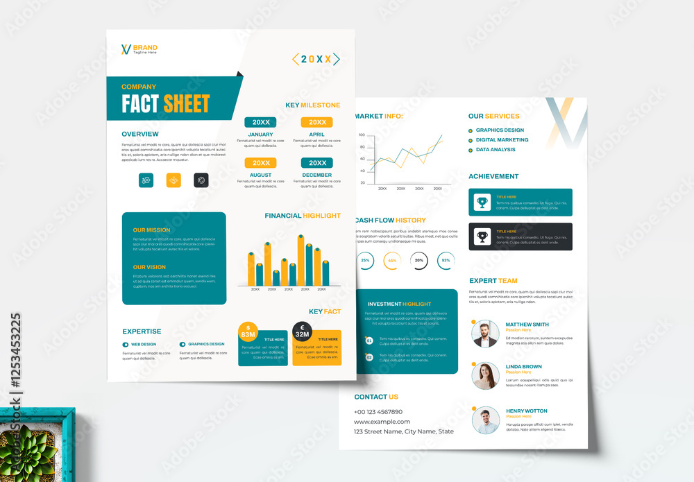 Business Company Fact Sheet Template Stock Template | Adobe Stock