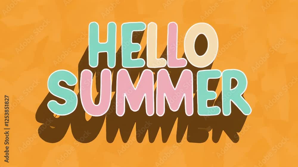 Summer vibes animation features colorful text hello summer with a ...