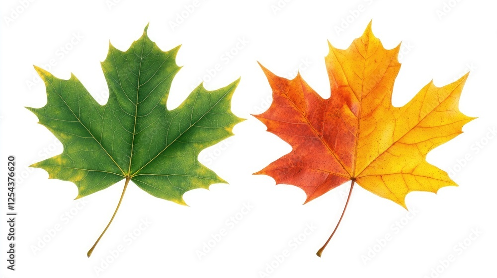 Photo & Art Print Maple leaves transition on white background ...