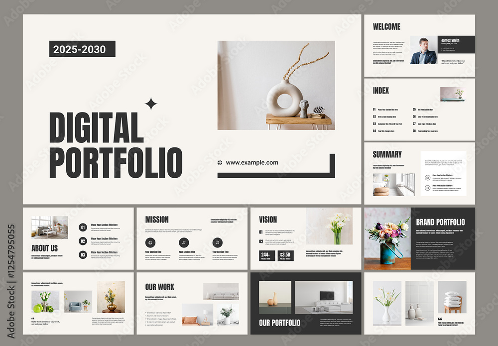 Digital Portfolio Presentation Layout Stock Template | Adobe Stock