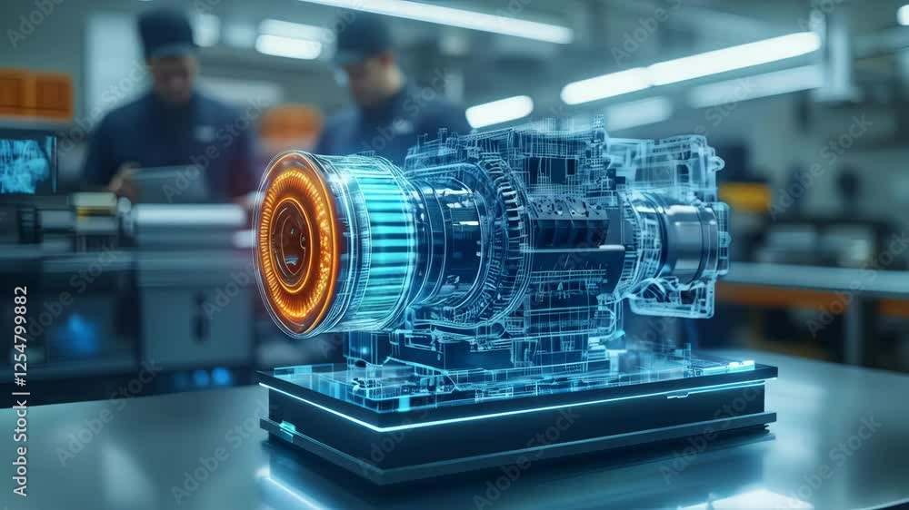 Factory digitalization in action: Two industrial engineers using a ...