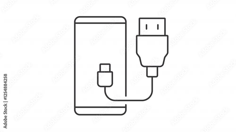 Smartphone charger line animation. Phone connector animated icon ...