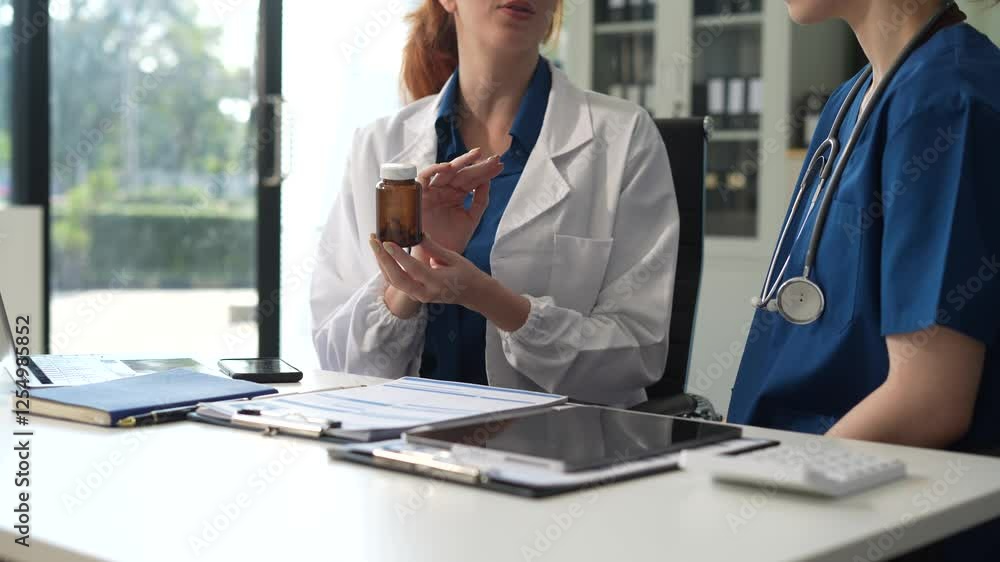 Healthcare team reviews patient info, medication, and health progress ...