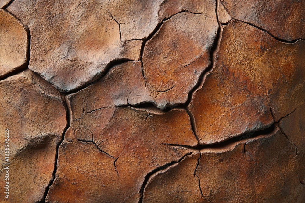 Photo & Art Print Surface of fired clay with cracks, roughness and deep ...