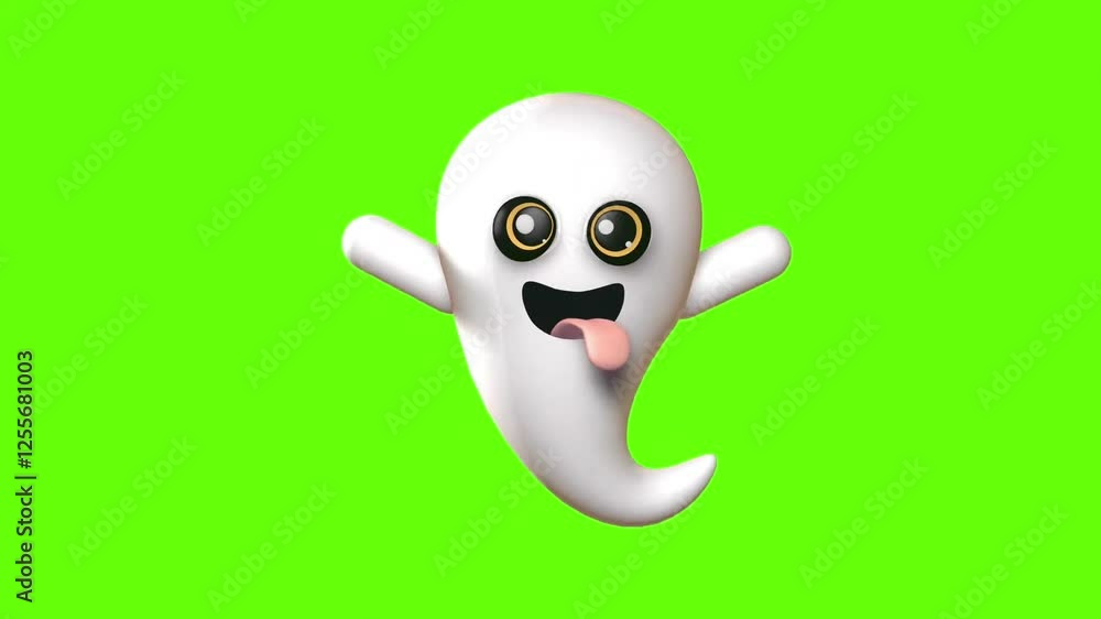 3d smiley ghost emoji with a playful and friendly expression loop ...