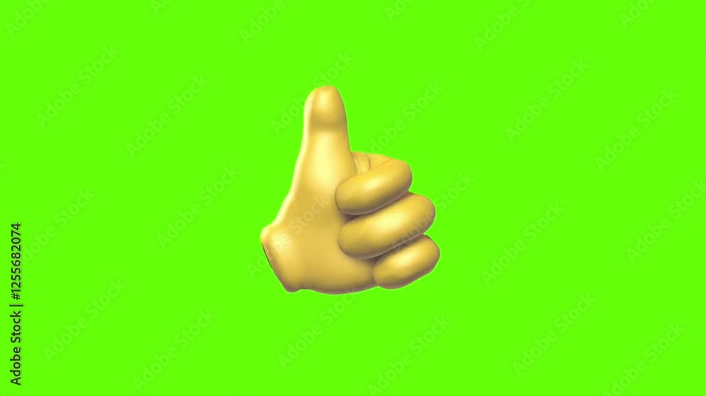 3d thumbs up hand emoji with a positive gesture loop animation on green ...
