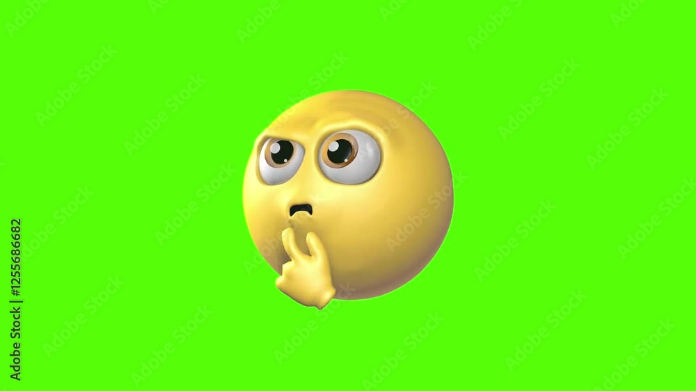 3d deep thinking face emoji with hand on chin and focused expression ...