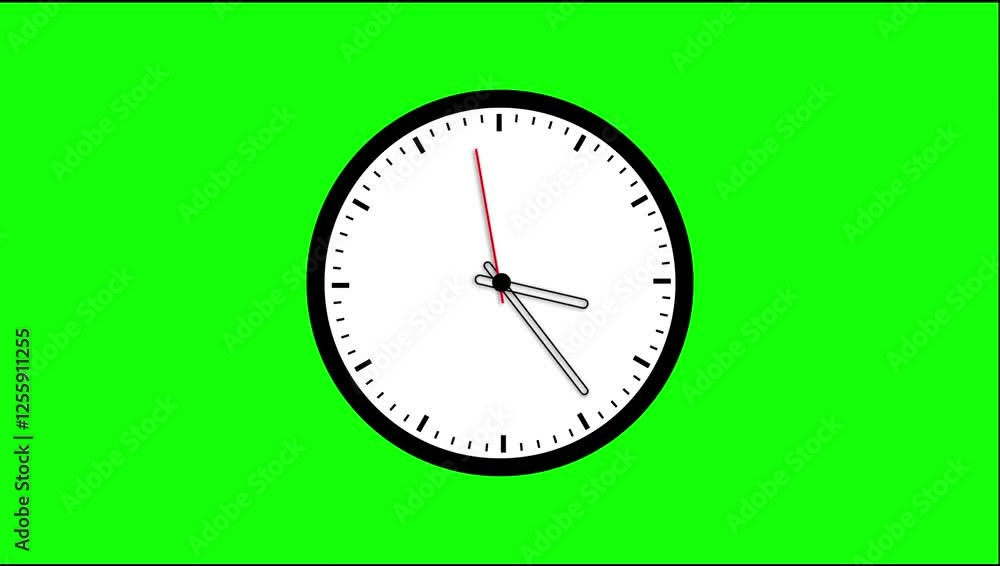 Clock with moving arrows on white background. Clock animation in 12 ...
