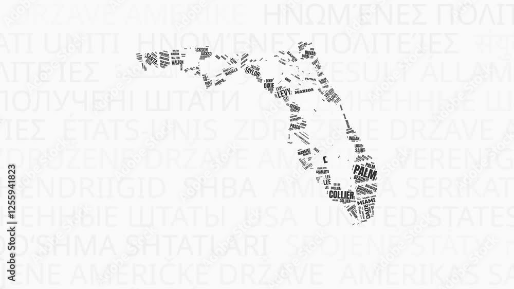 Florida intro animation. State with counties illustration video ...