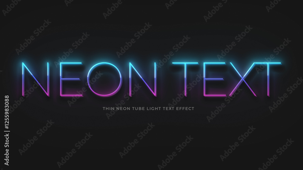 Thin Neon Tube Light Text Effect Stock Template | Adobe Stock