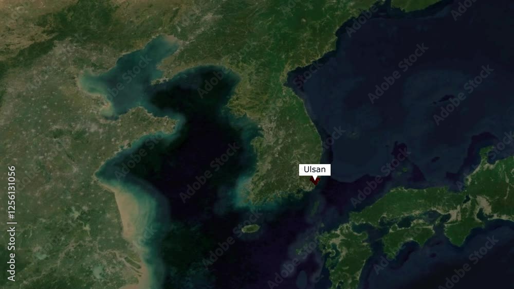 Ulsan Map Animation Showcasing Key Locations and Landmarks of South ...