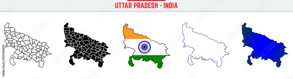 Poster Uttar Pradesh, State, UP, Outline Icon – India Map Silhouette ...
