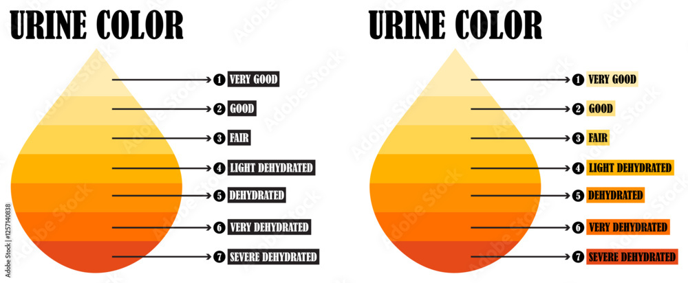 Poster Urine color chart hydration dehydration scale health monitoring ...
