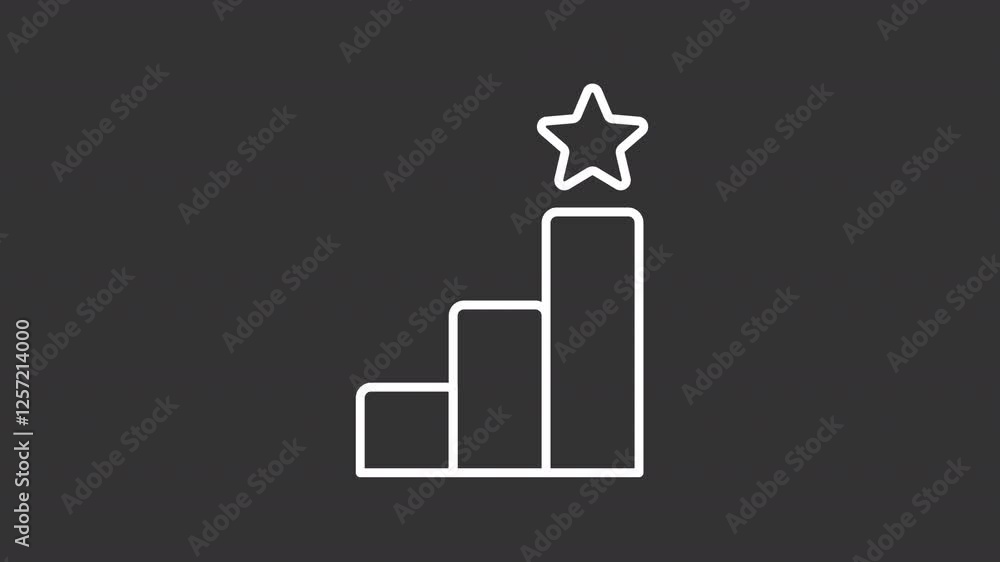 Animated bar chart white icon. Bouncing column diagram with star line ...