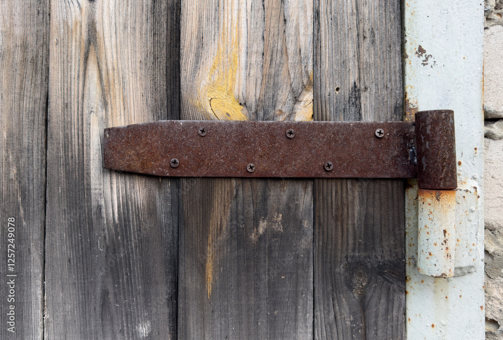 Poster A rusty hinge on a wooden door – Wall Art | UkPosters