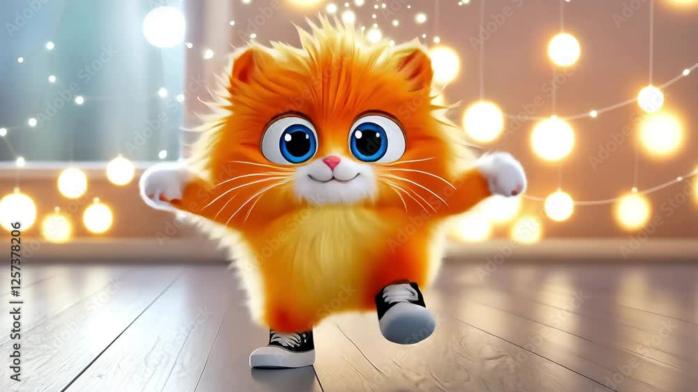 Adorable cheerful funny orange cat dancing and smiling. Cute fluffy ...