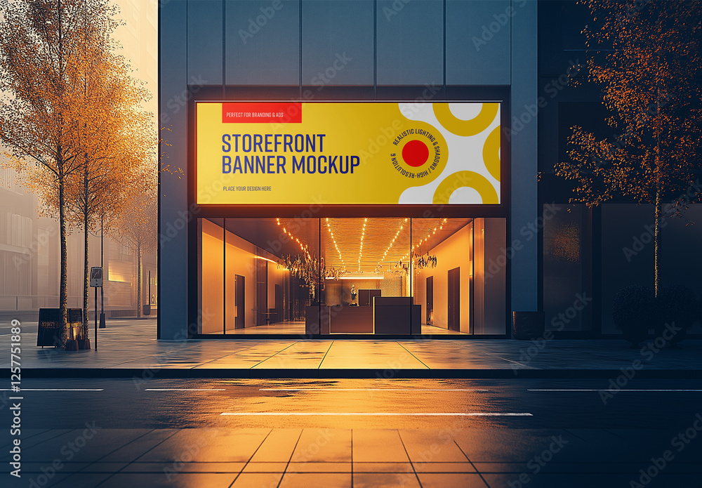 High-Quality Storefront Banner Mockup – Realistic Billboard Outdoor ...