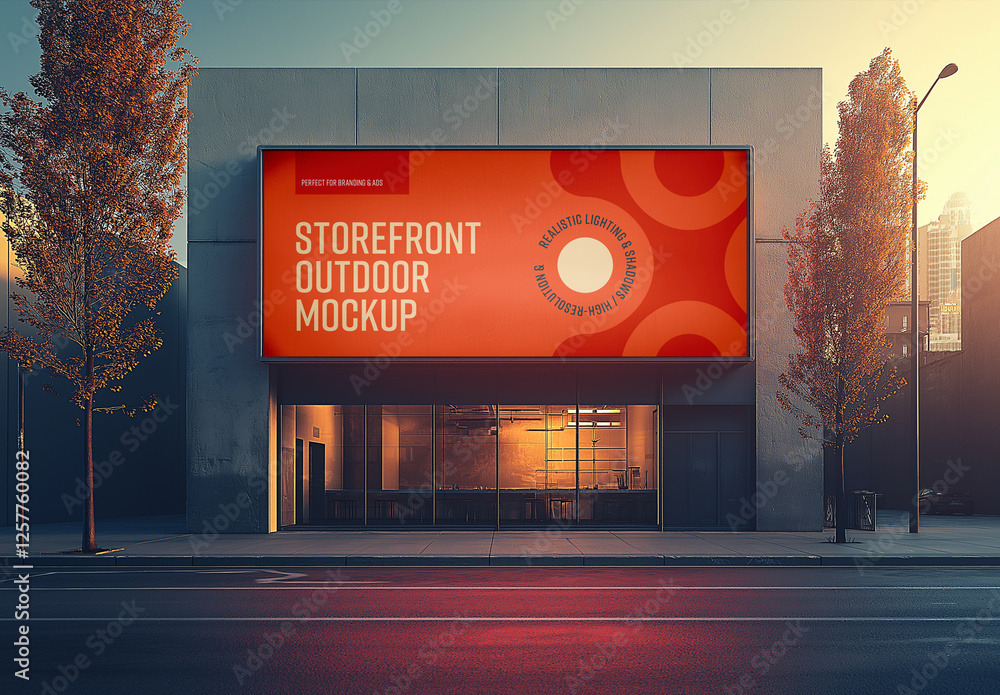 High-Quality Storefront Banner Mockup – Realistic Billboard Outdoor ...