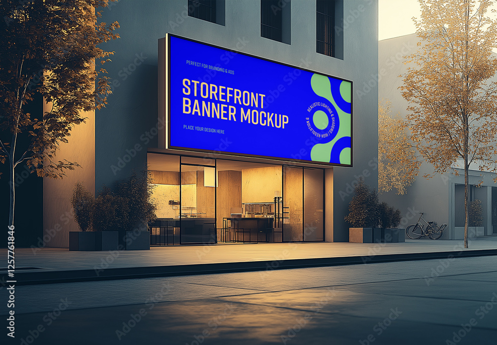 High-Quality Storefront Banner Mockup – Realistic Billboard Outdoor ...