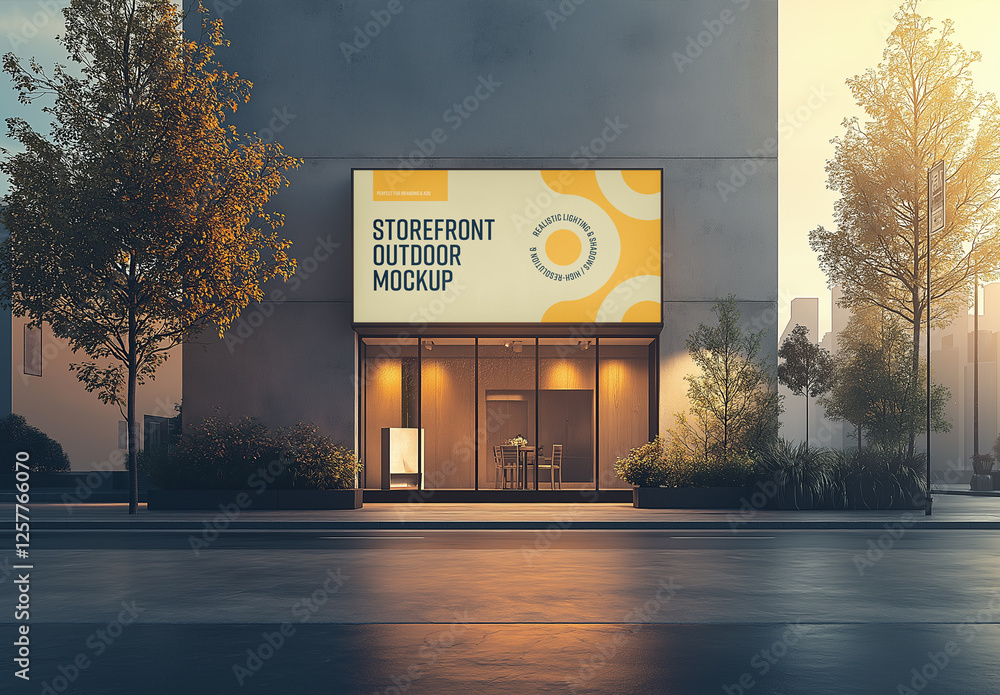 High-Quality Storefront Banner Mockup – Realistic Billboard Outdoor ...