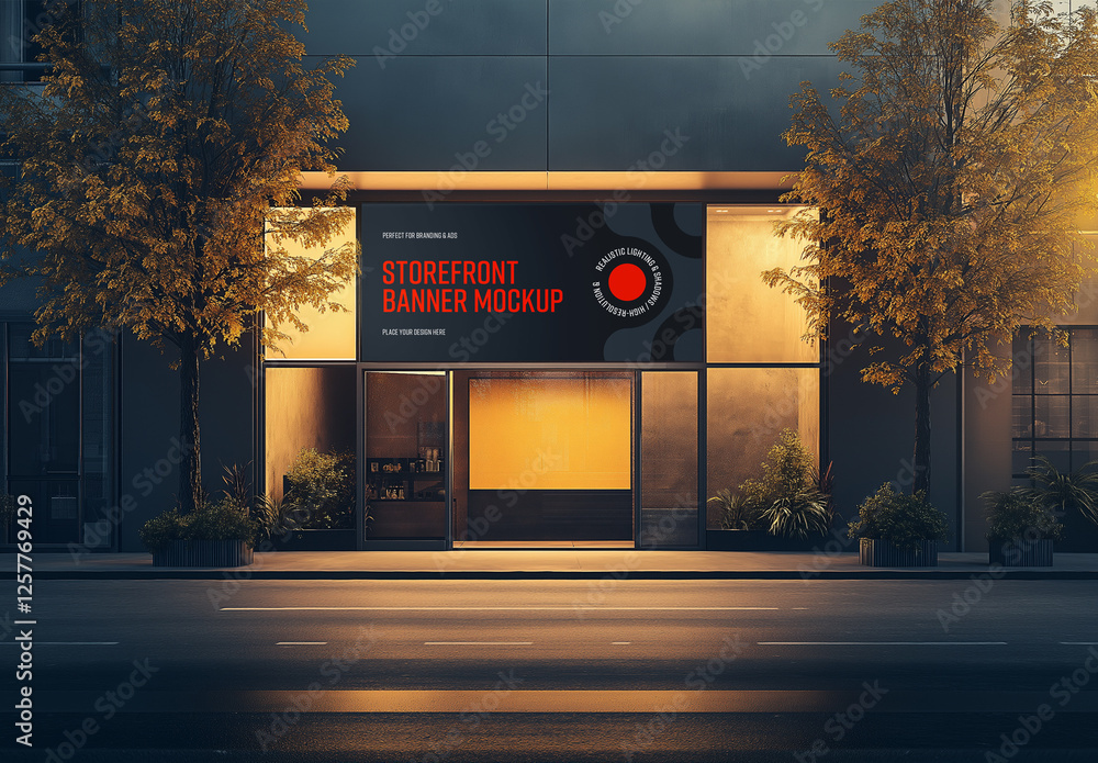 High-Quality Storefront Banner Mockup – Realistic Billboard Outdoor ...