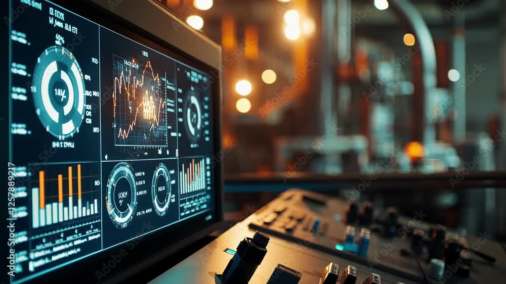 Modern control panel displaying various charts, graphs, and key performance indicators - kpis ...