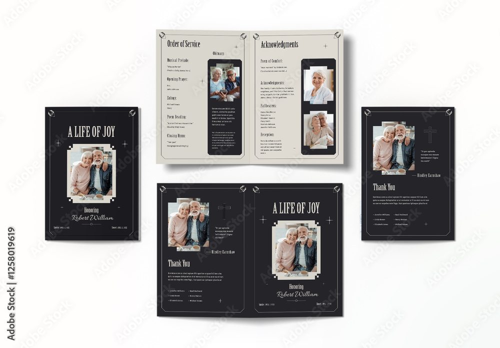 Elegant Funeral Program Layout Stock Template | Adobe Stock