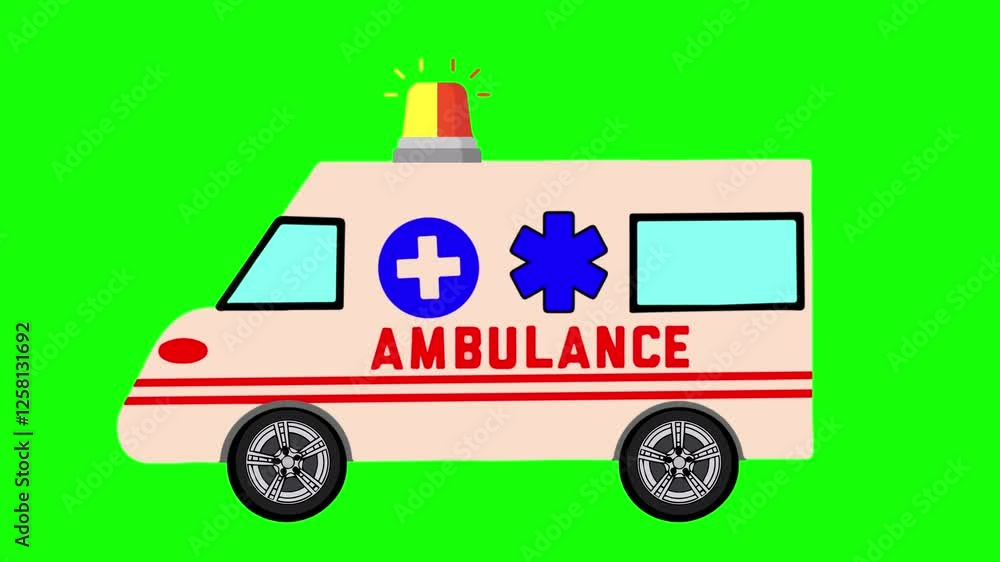 Stockvideo motion of ambulance car with flashing lights, fnimation ...